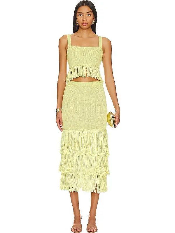 Saylor Shanda Fringe Set - Chartreuse
