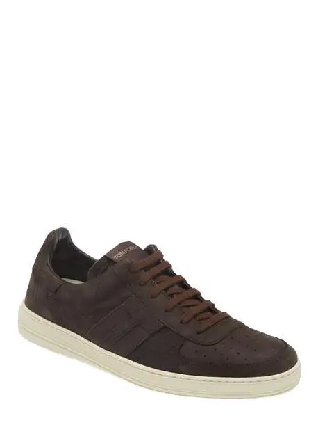 TOM FORD Radcliffe Croc Embossed Nubuck Sneakers - Fango/cream