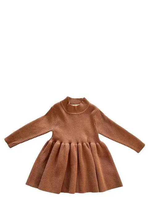 ASHMI & CO. Falyn Long Sleeve Cotton Sweater Dress - Burnt Orange