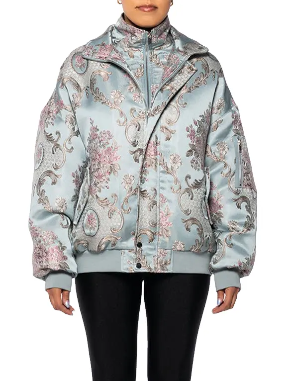 AZALEA WANG Brocade Bomber Jacket - Blue