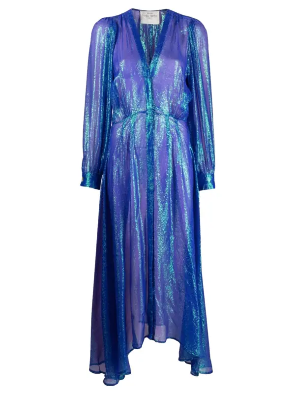 FORTE_FORTE Metallic Patterned-jacquard Midi Dress - Blue