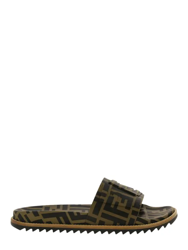Fendi Ff Motif Slides - Brown