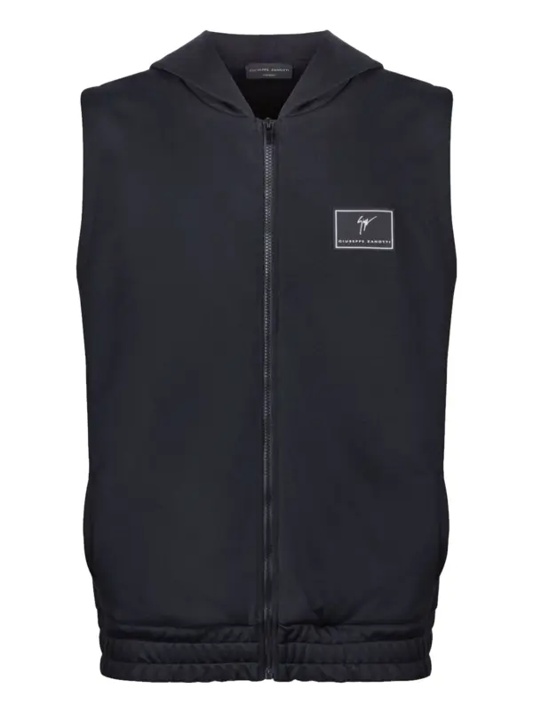 GIUSEPPE ZANOTTI Hooded Zip-up Gilet - Black