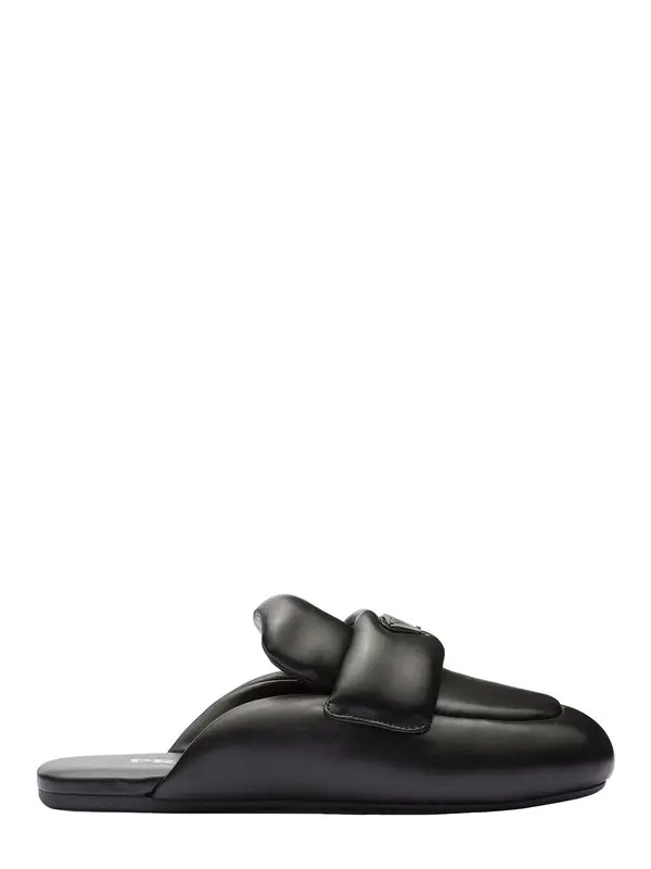 Prada Padded Nappa Leather Loafer Mules - Black