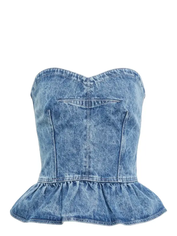 MARANT ETOILE Solizinia Ruffle-trimmed Top - Blue