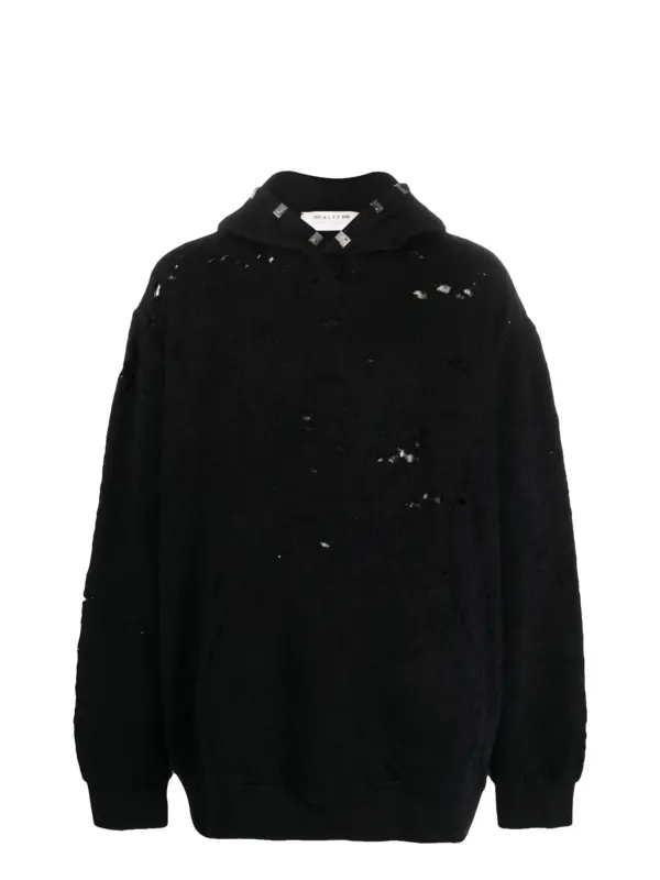 1017 Alyx 9sm Distressed Pullover Hoodie - Black