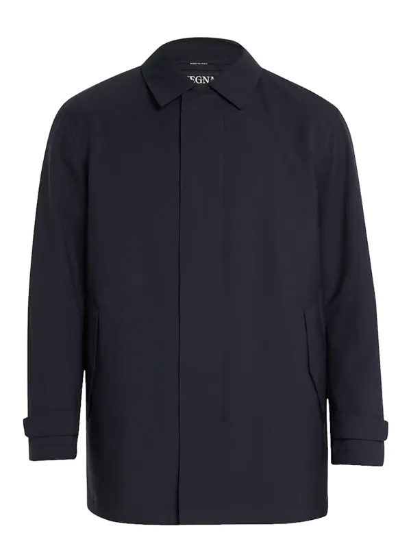 Zegna Trofeo Elements Car Coat - Navy Solid