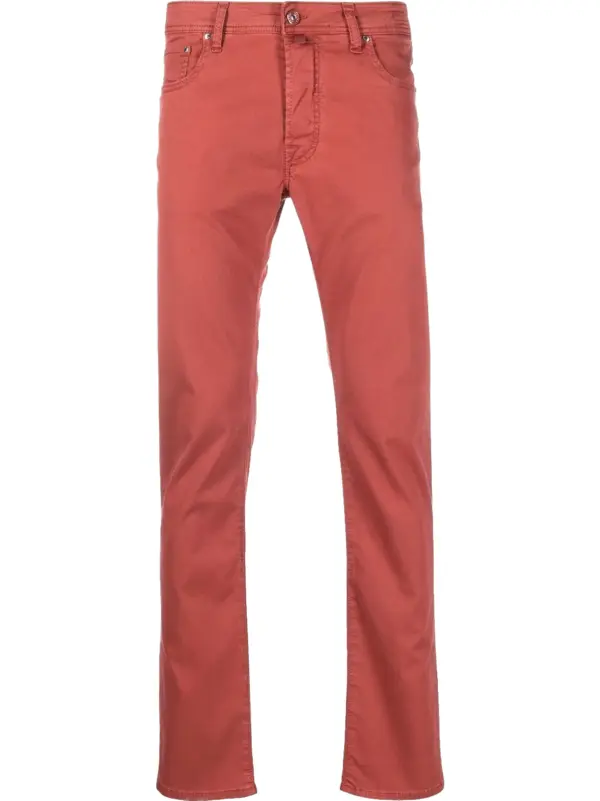 Jacob Cohen Straight-leg Jeans With Attached Scarf - Red