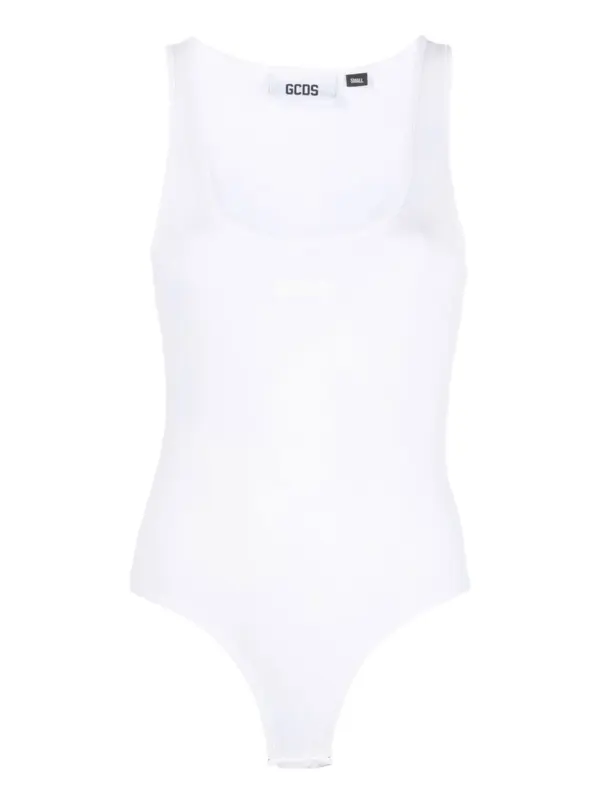 Gcds Logo-print Sleeveless Bodysuit - White