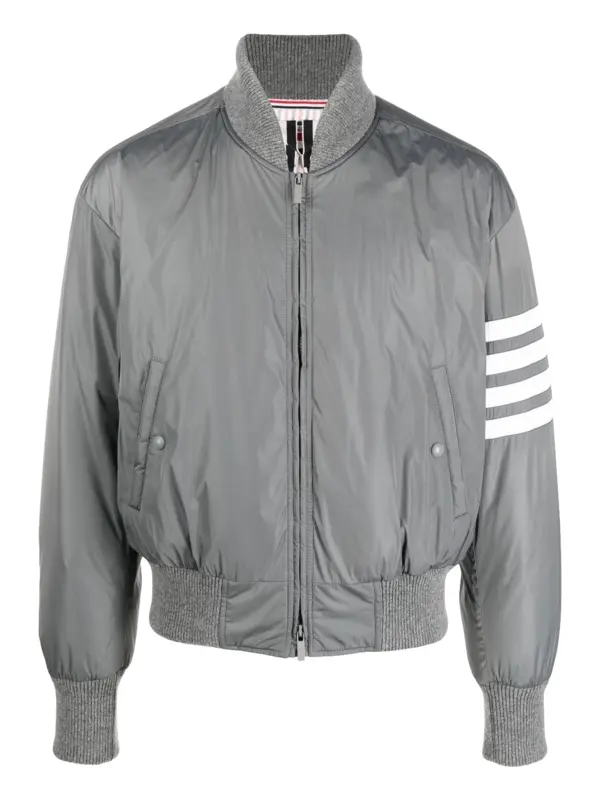 Thom Browne 4-bar Stripe Bomber Jacket - Grey