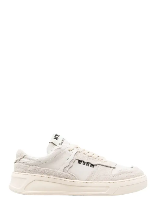 MSGM Logo-print Leather Sneakers - Neutrals