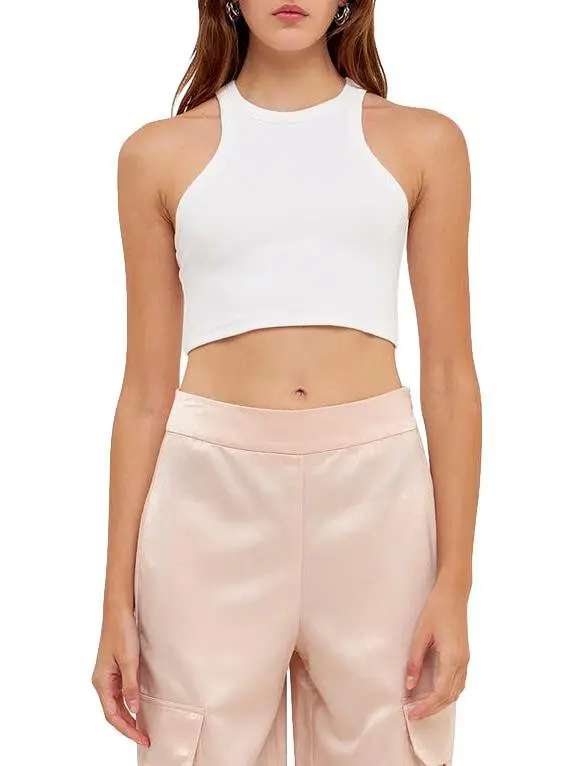 GREY LAB Racerback Crop Tank - White