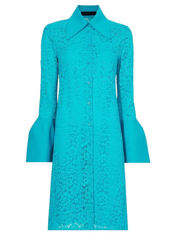 Proenza Schouler Floral Lace Shirt Dress - Blue