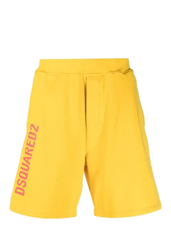 Dsquared2 Cotton Logo Print Shorts - Yellow
