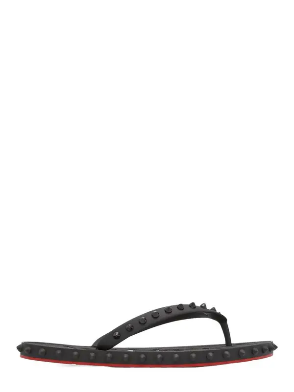 CHRISTIAN LOUBOUTIN Donna Spike Red Sole Flip Flops - Black
