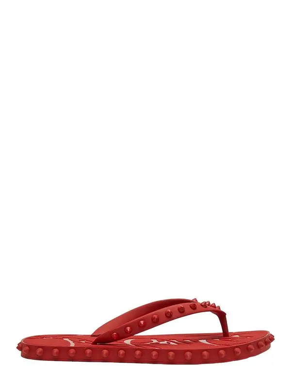 CHRISTIAN LOUBOUTIN Donna Spike Red Sole Flip Flops - Loubi