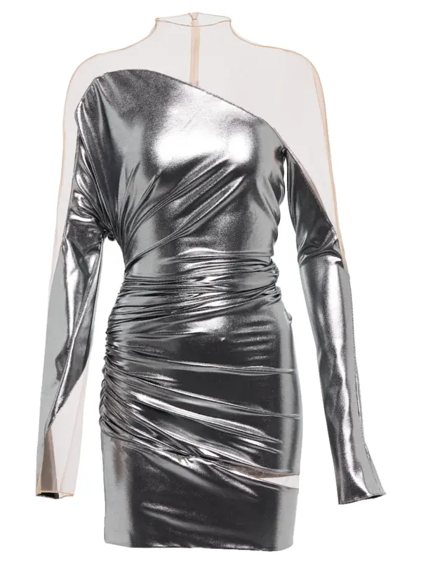 MUGLER Paneled Minidress - Silver