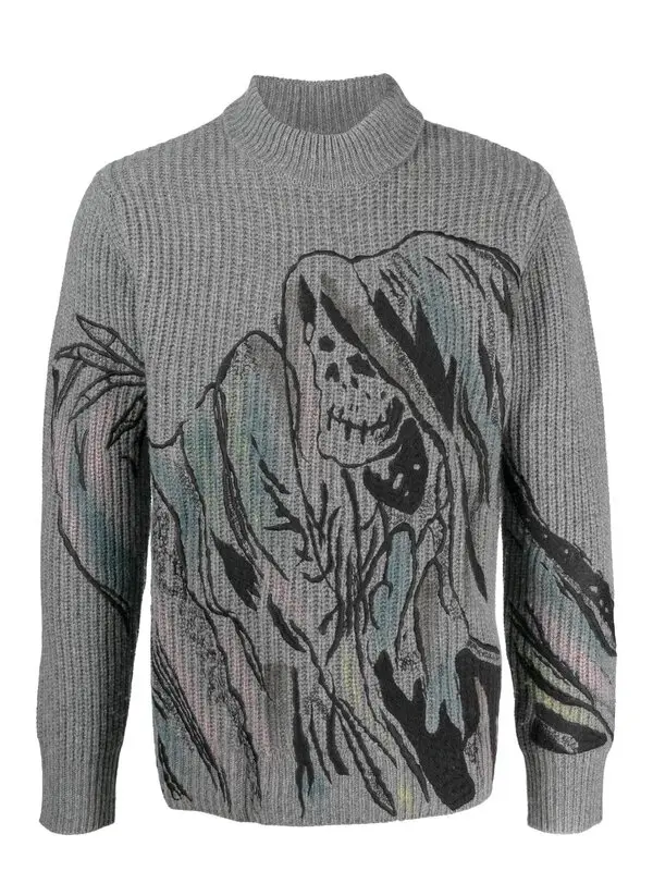 Amiri Graphic-print Knit Jumper - Grey