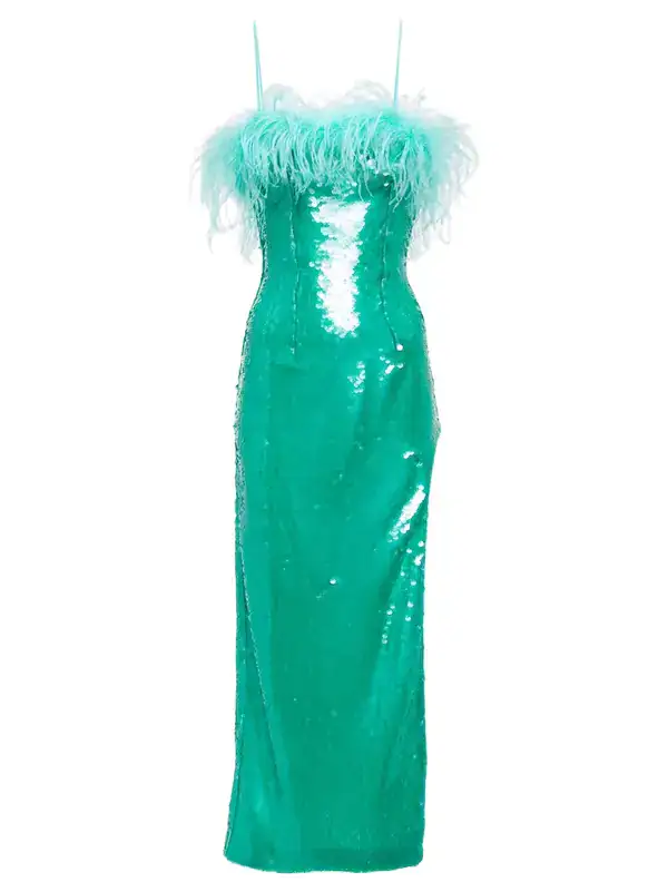 Women's Green Feather Dresses