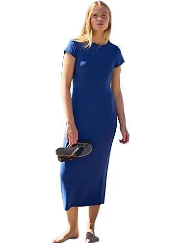 Free People Good Feels Slim Midi - Blue Sail