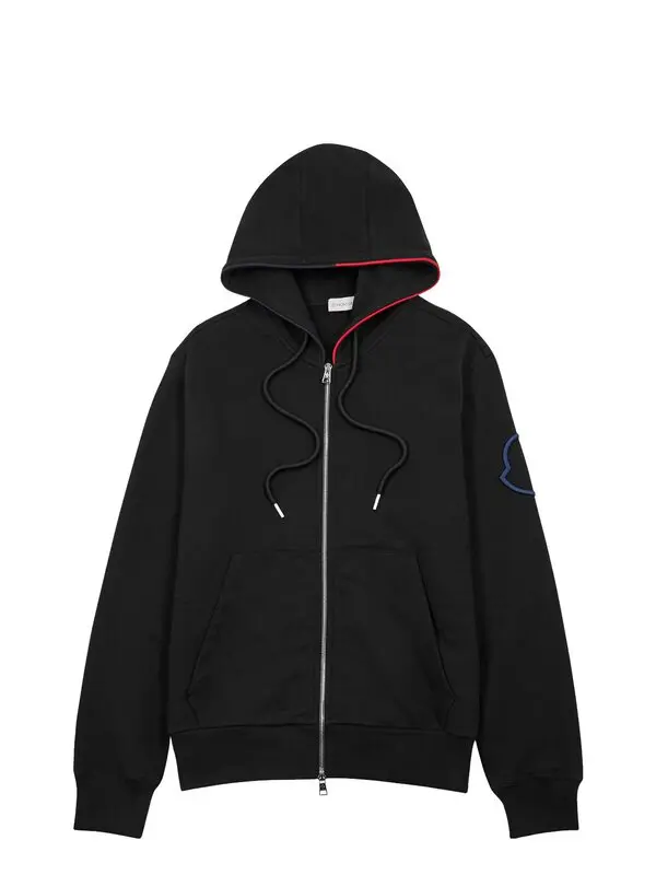Moncler Logo-embroidered Hooded Sweatshirt - Black