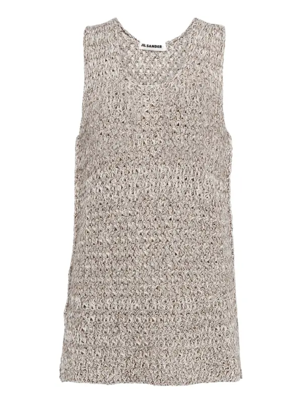 JIL SANDER Knitted Cotton-blend Top - Beige