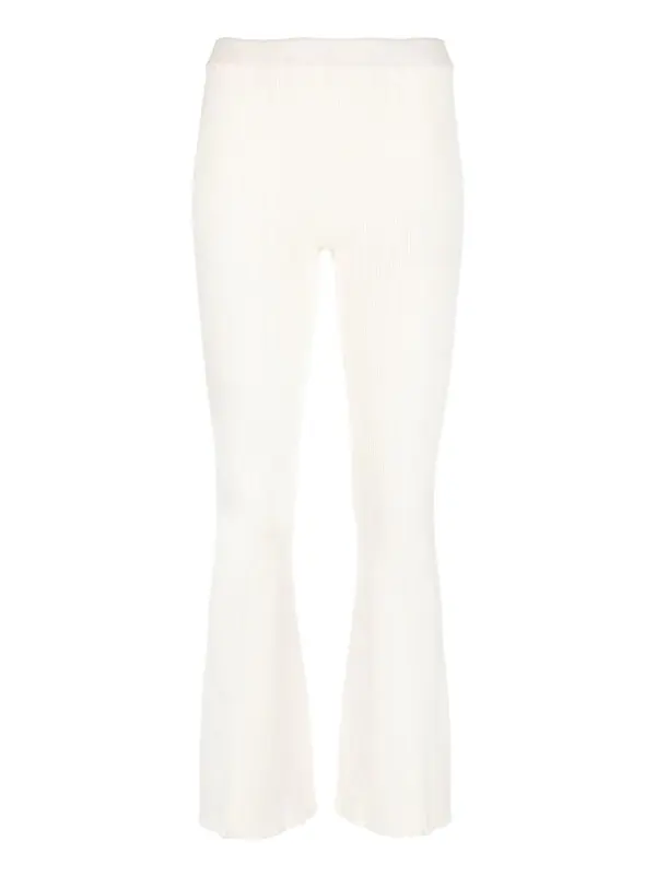 AERON Ribbed-knit High-waisted Trousers - Neutrals