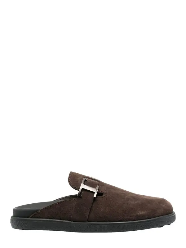 TOD'S T Timeless Suede Slides - Brown
