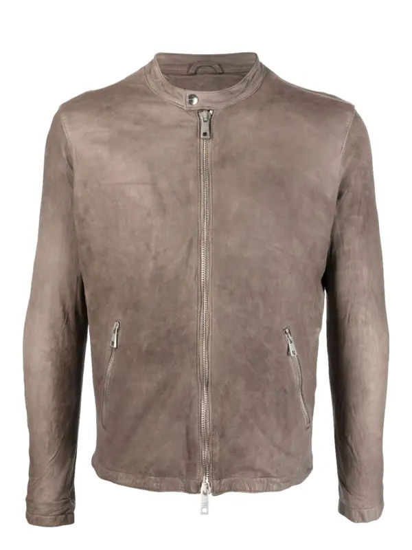 GIORGIO BRATO Zip-up Leather Jacket - Grey