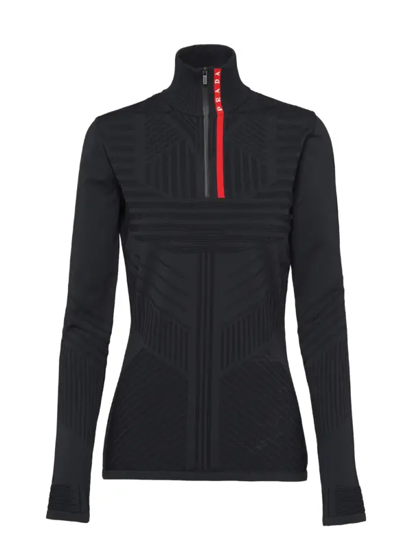 Prada Tech Rec Re-nylon Piqué Sports Top - Black