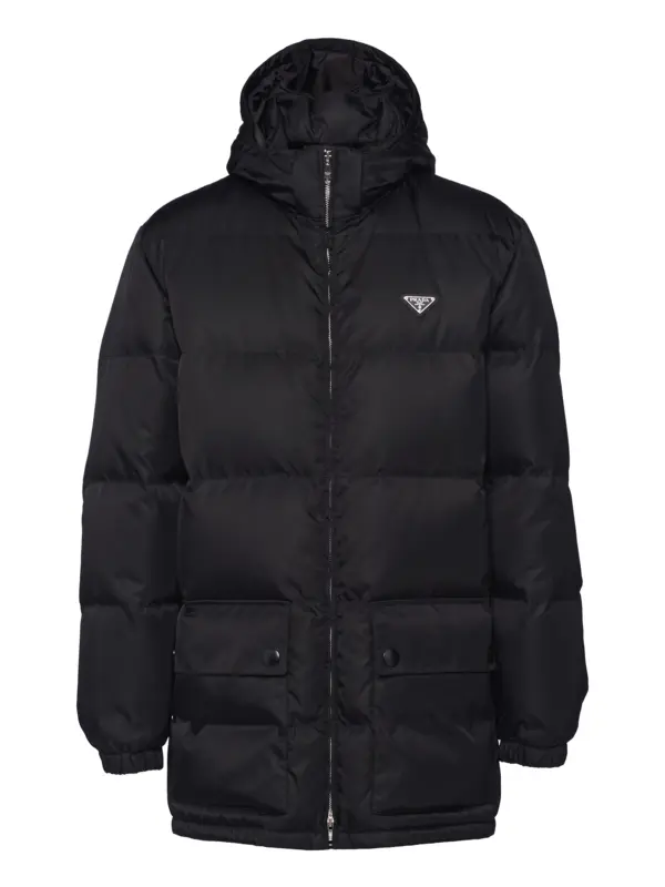 Prada Long Re-nylon Down Jacket - Black
