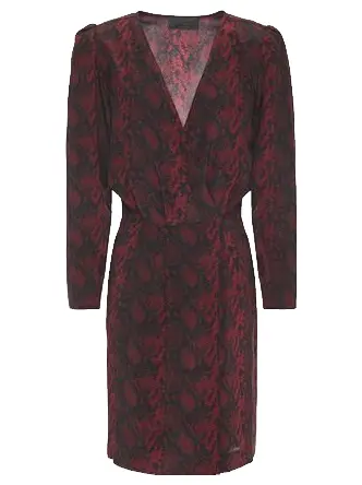 NILI LOTAN Silk Midi Wrap Dress - Red