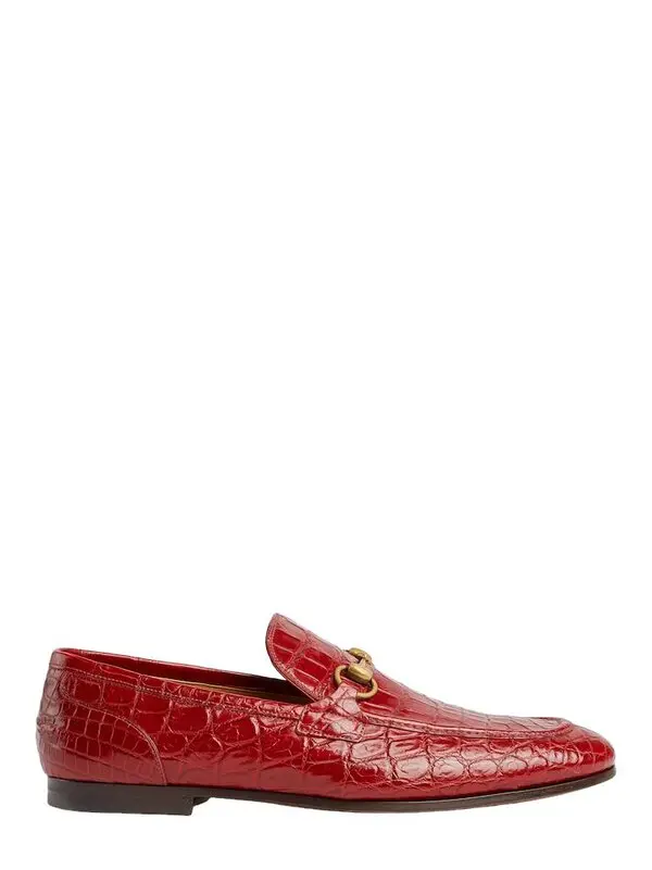 Gucci S Jordaan Crocodile Loafer - Red