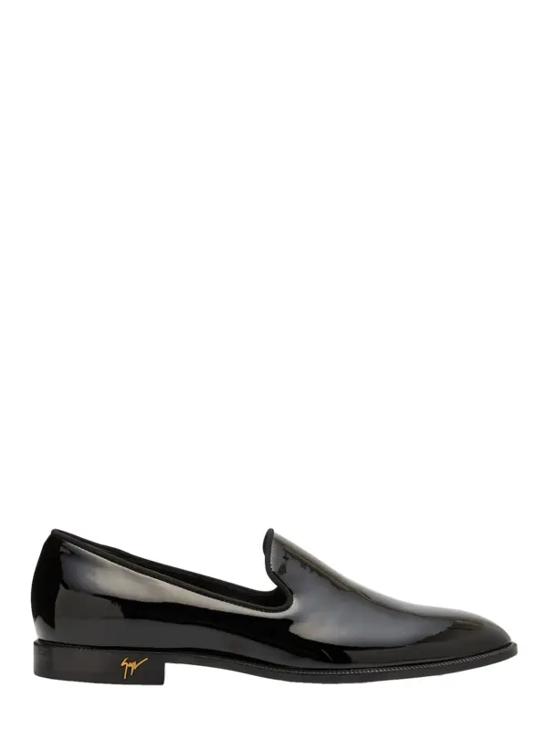 GIUSEPPE ZANOTTI Heel-logo Patent Leather Loafers - Nero
