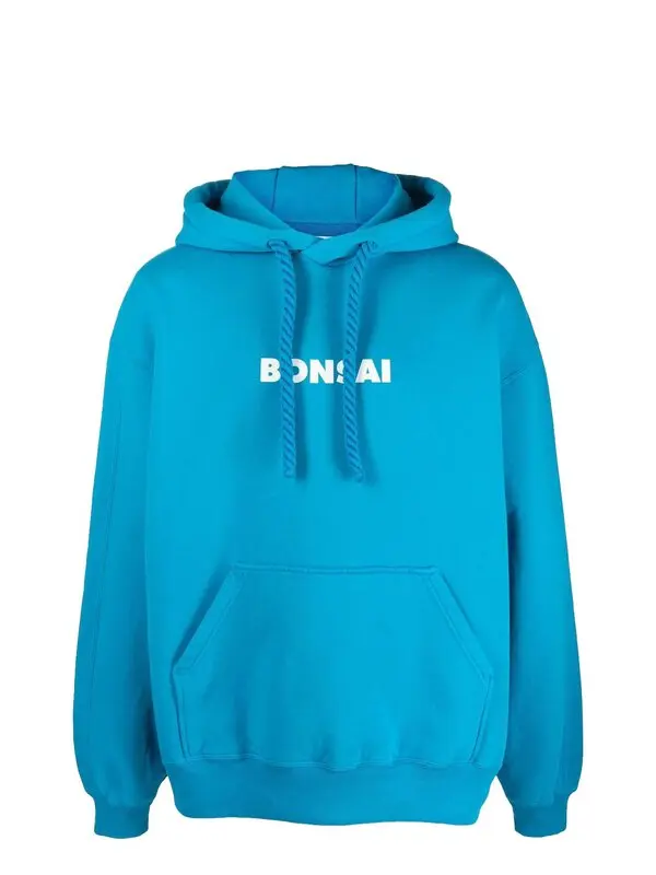 BONSAI Logo-print Cotton Hoodie - Blue