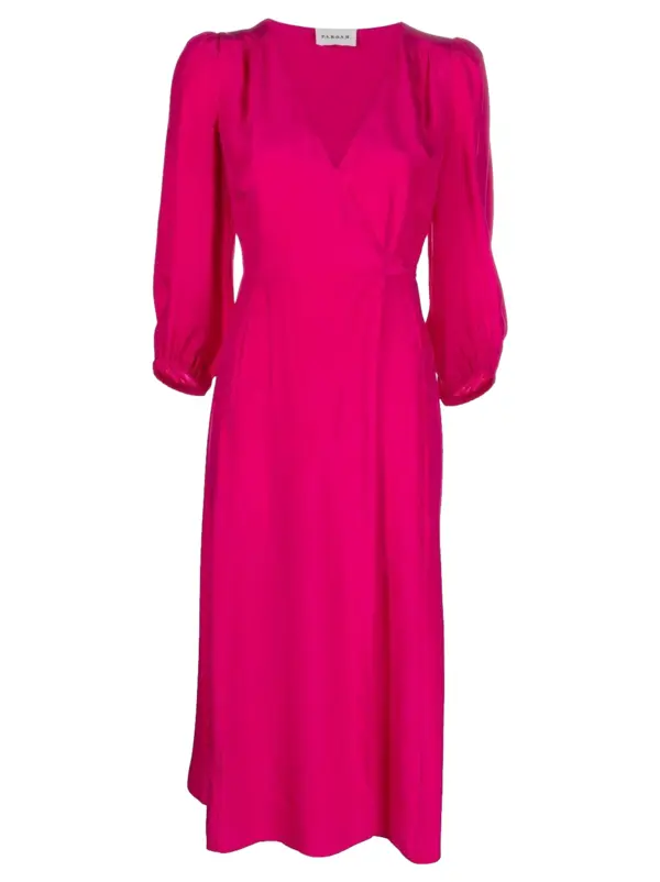 P.a.r.o.s.h Wraparound Silk Midi Dress - Pink