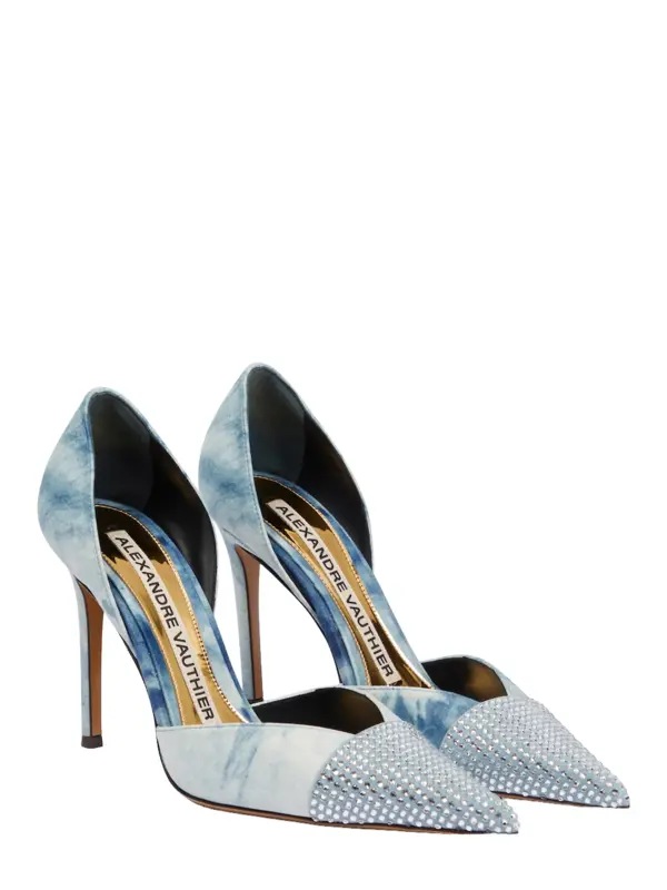 Alexandre Vauthier Embellished Denim Pumps - Blue
