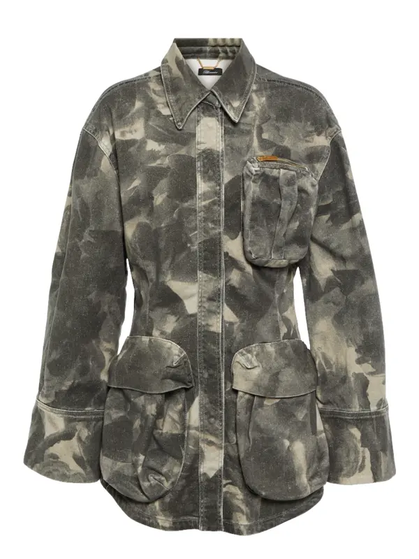 Blumarine Belted Printed Denim Jacket - Multicoloured