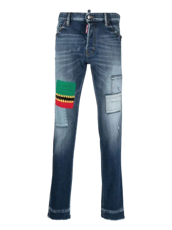 Dsquared2 Patchwork Slim-fit Jeans - Blue