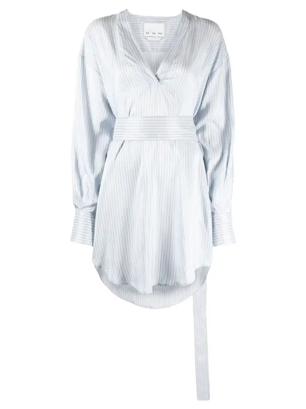 SA SU PHI V-neck Shirt Dress - Blue