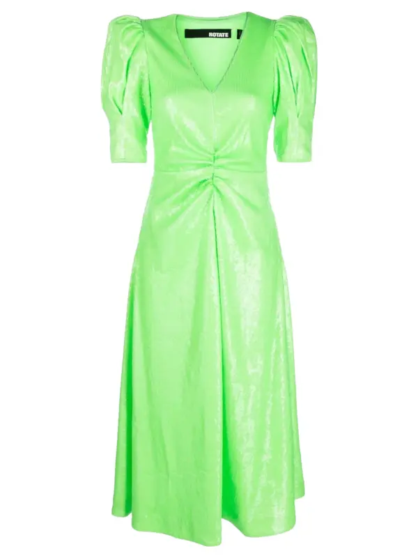 Remain Birger Christensen Sequinned V-neck Midi Dress - Green