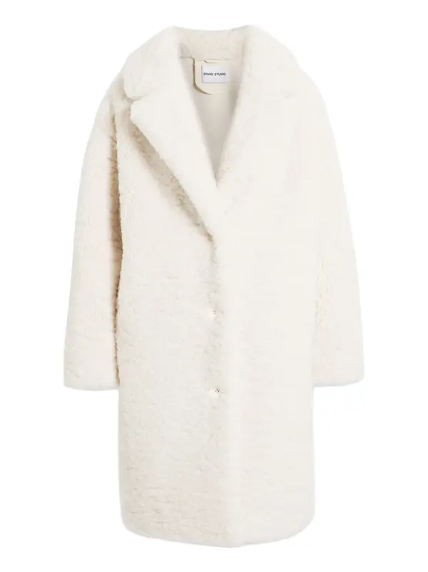 STAND STUDIO Anika Teddy Fleece Coat - Ivory
