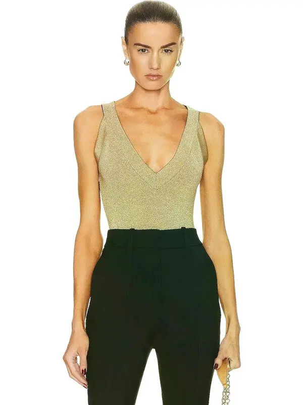 Alaïa Metallic Knit Bodysuit - Or