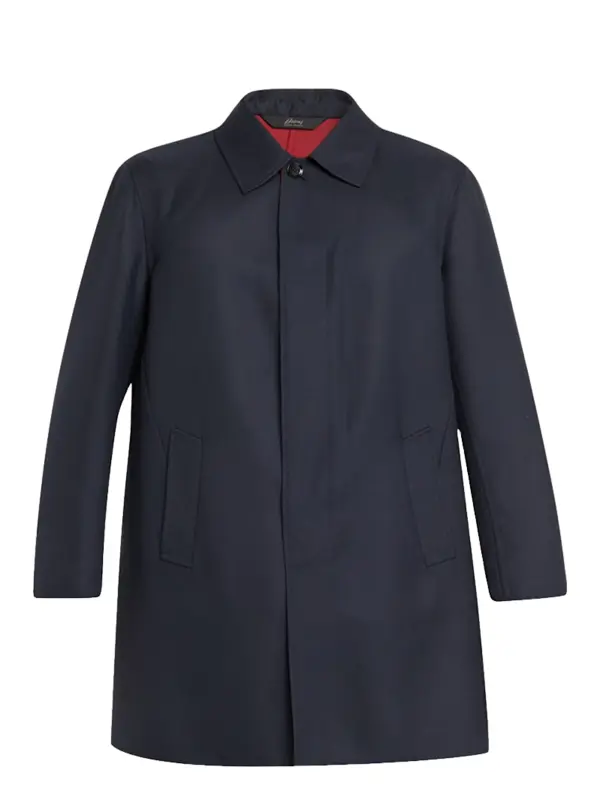 Brioni Amaranth Wool Top Coat - Navy/viole