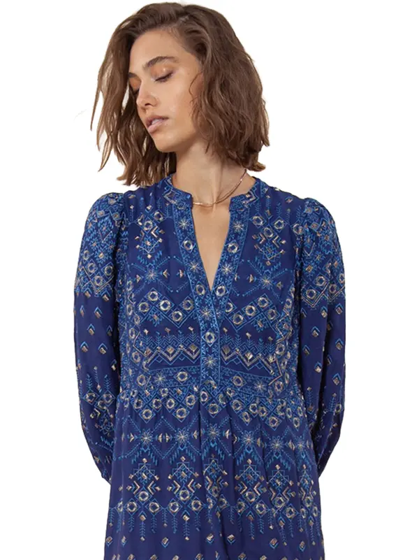 Hale Bob Clary Embroidered Dress - Black