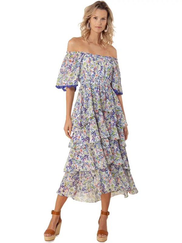Hale Bob Zahara Tiered Dress - Neutral