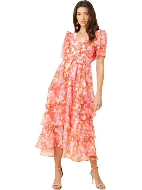 Hale Bob Stephanie Tiered Dress - Pink