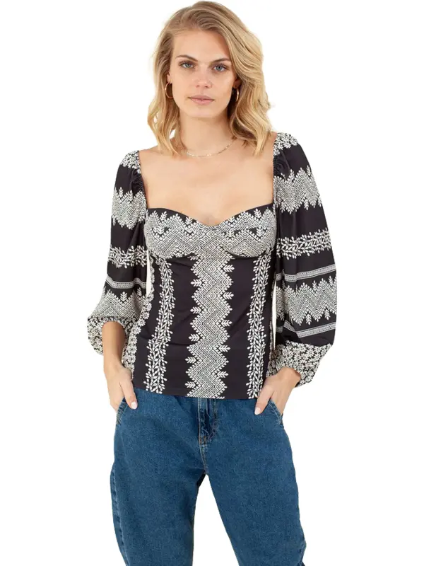 Hale Bob Francesca Jersey Top - Black