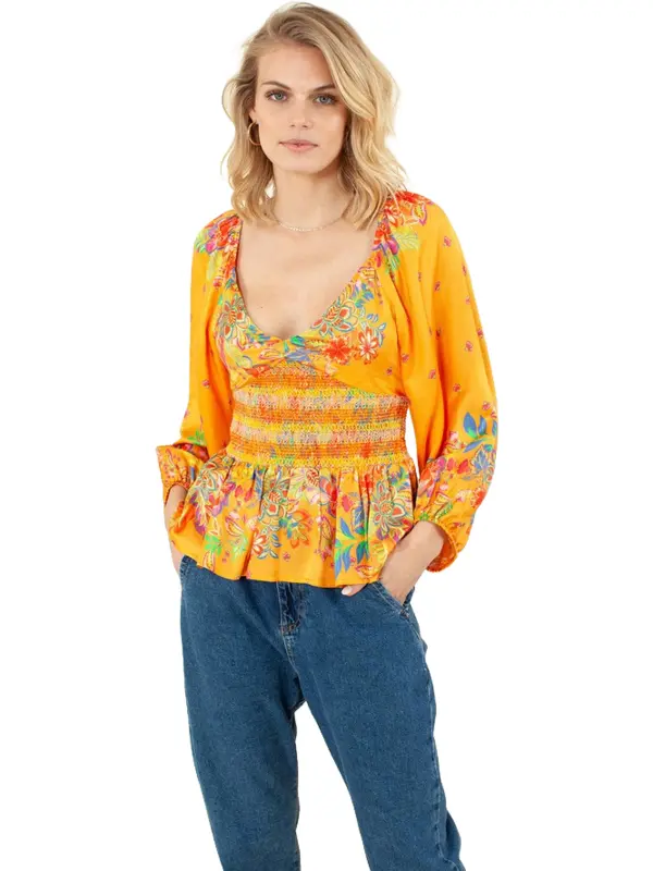 Hale Bob Isla Silk Top - Orange