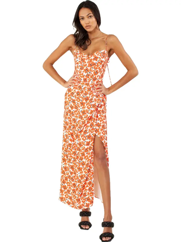 Hale Bob Licia Midi Dress - Orange / Red